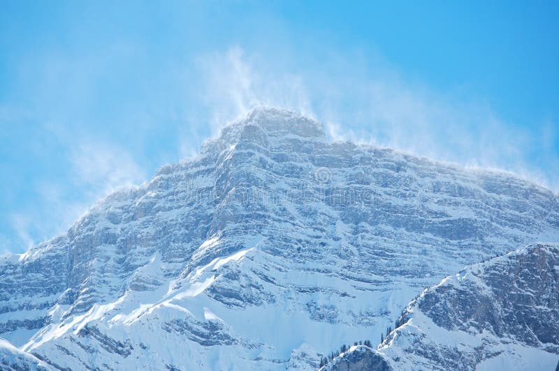 Snow Spindrift on Mountain Peak 01 Stock Photo - Image of gusts, windy ...