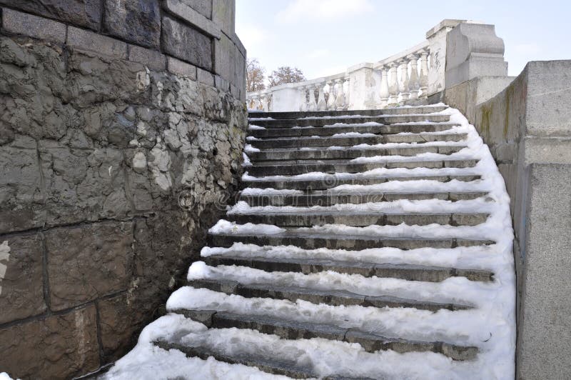 Snow stairs stock image. Image of architecture, winter - 14135321