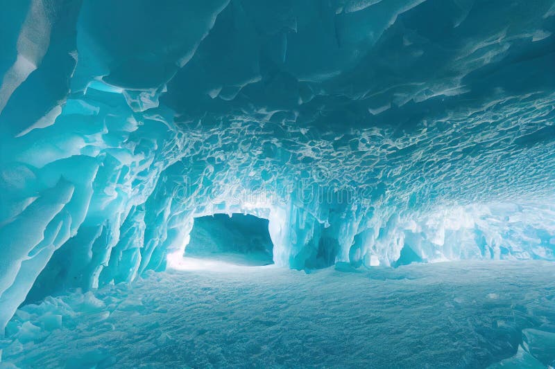 Snow Stalactites and Icicles Inside Frozen Ice Cave. Stock Illustration ...