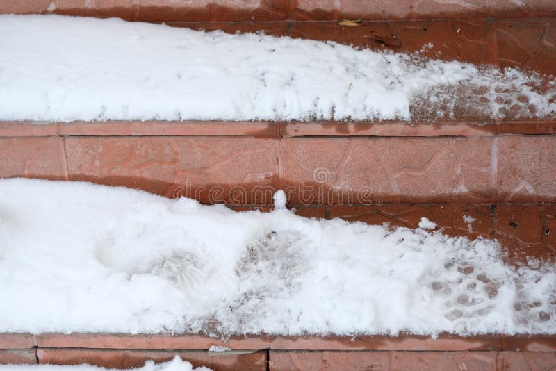 Snow on the Steps of the House. Stock Image - Image of frozen, outside ...