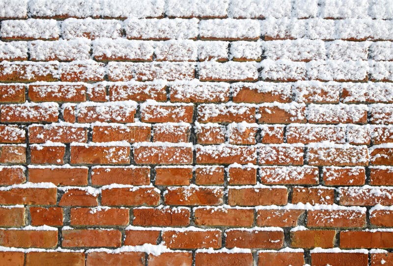 Snow Sticking To an Old Brick Wall. Stock Photo - Image of close, urban ...