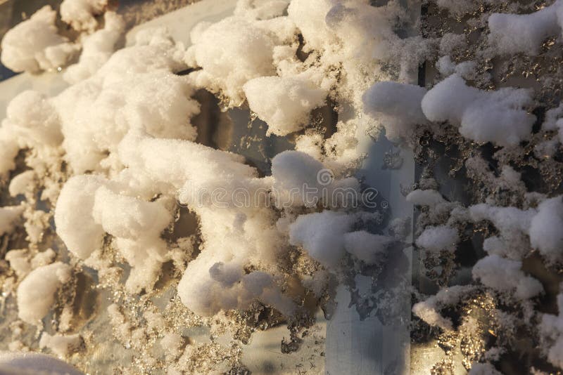 Snow Sticking To Villa Wall during Snowstorm with Sunlight Reflections ...