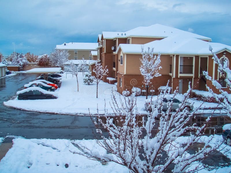 After Snow Storm Apartments Stock Image - Image of building, storm ...