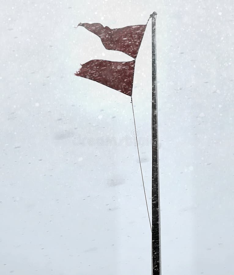 Snow Storm at Chatham, Cape Cod Historic Lighthouse Flags Stock Photo ...
