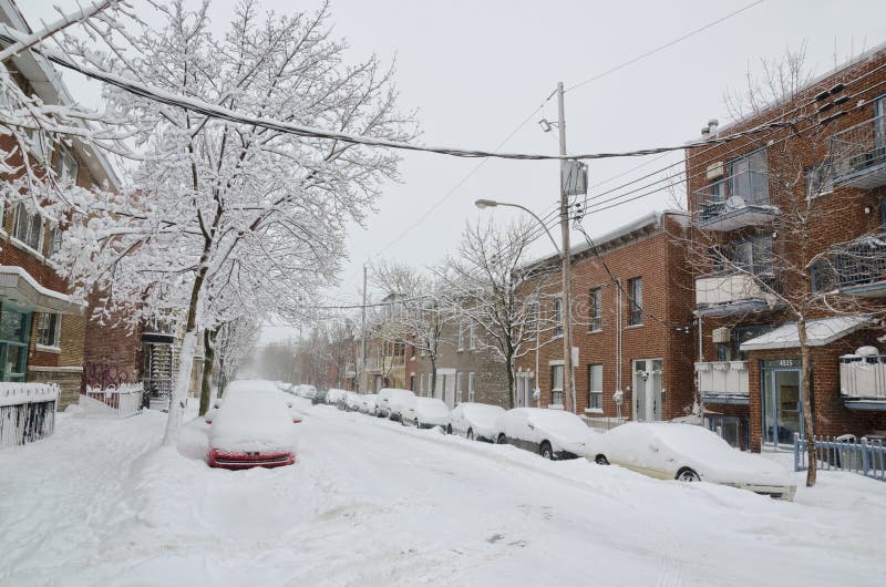 Snow storm in Montreal stock photo. Image of safety, seasonal - 64891326