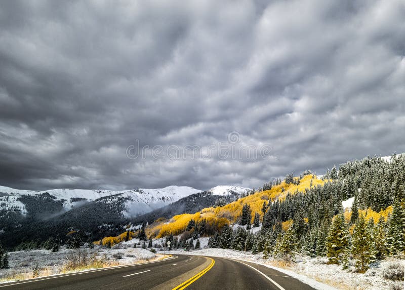 Seasons clashing stock photo. Image of curve, snow, travel - 306182042