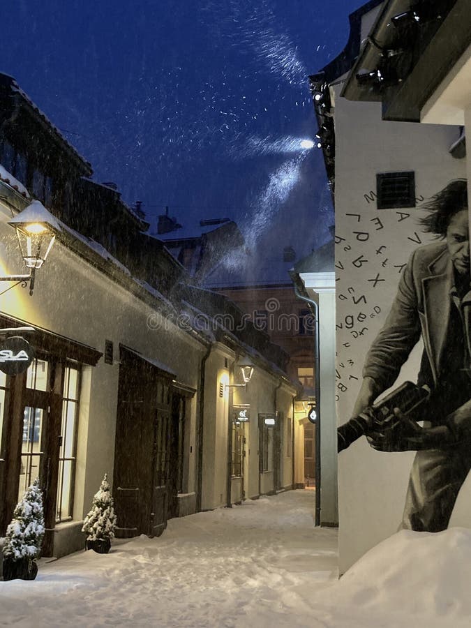 Snow storm in Vilnius editorial stock photo. Image of slippery - 302847503