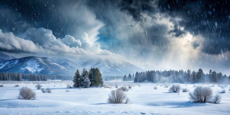 Snow Storm in the Wilderness Landscape Format AI-Generated Content ...