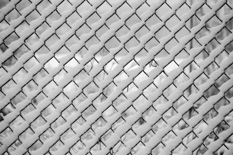 Snow Stuck on Chainlink Fence Enclosure after Snow Fall Stock Photo ...