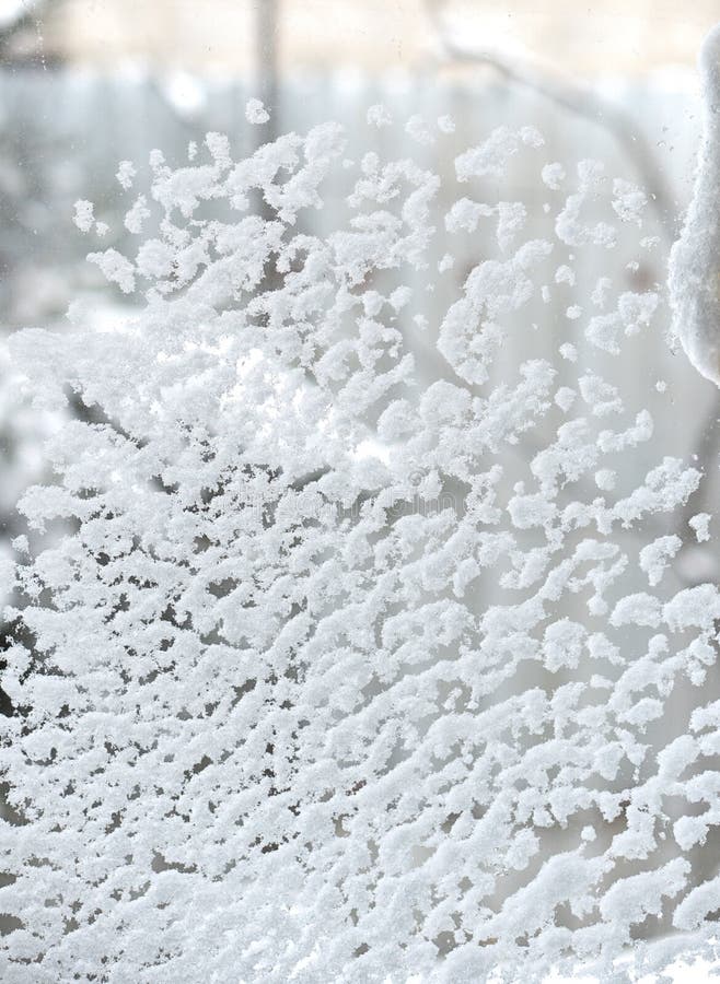Snow Stuck on the Window. Winter View. Snowfall. Cold Season. Stock ...