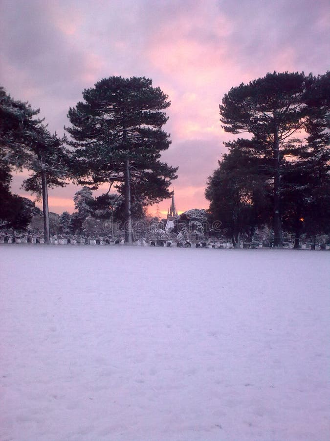Snow sunset stock image. Image of tree, snow, england - 46290709