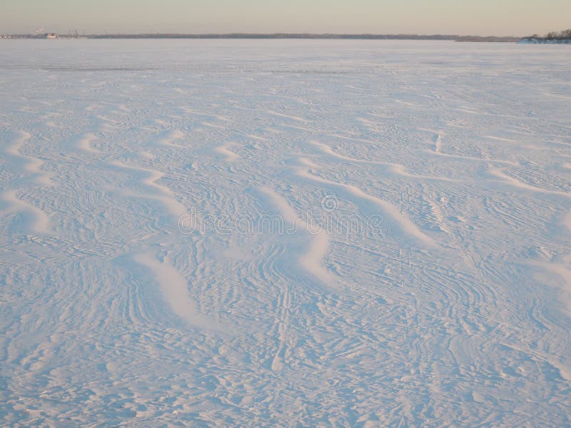 Snow Surface Created by a Wind on the Frozen River Stock Photo - Image ...