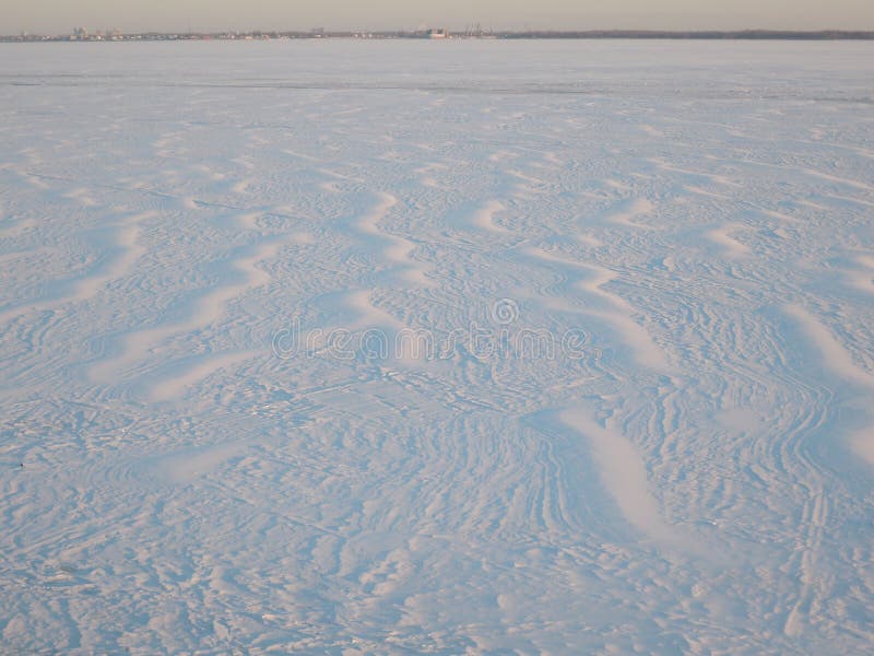 Snow Surface Created by a Wind on the Frozen River Stock Photo - Image ...