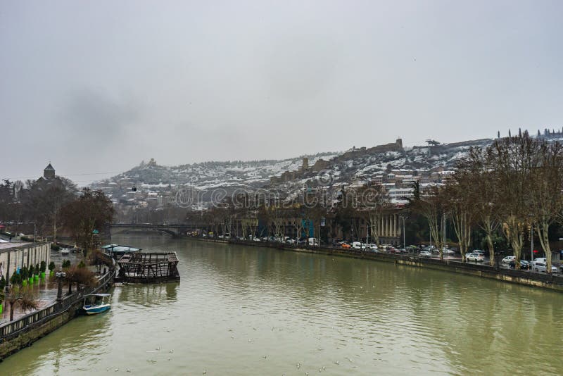 Snow in Tbilisi in the Spring Stock Photo - Image of architecture ...