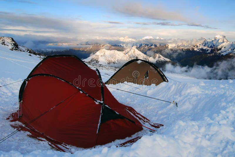 Snow tent camp stock image. Image of blue, mountaineering - 10541911