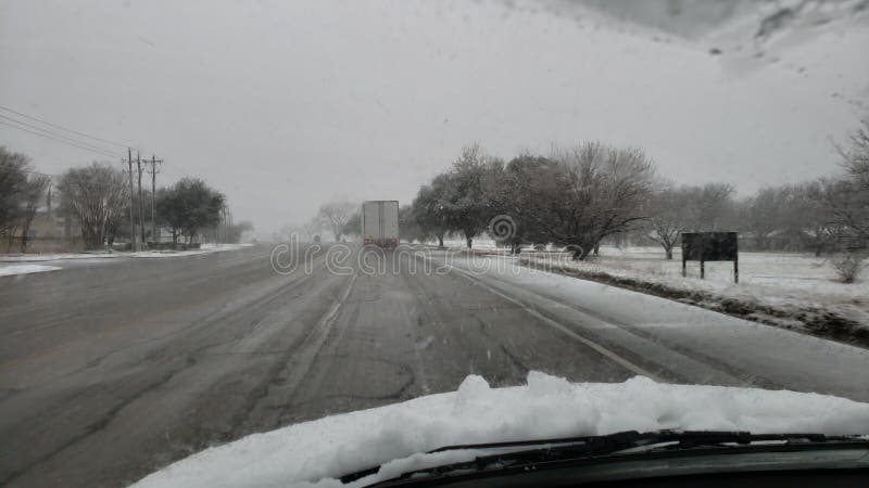 Snow in Texas stock image. Image of road, mist, winter - 209242677