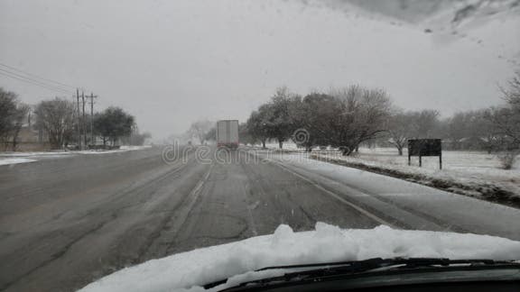 Snow in Texas stock image. Image of road, mist, winter - 209242677