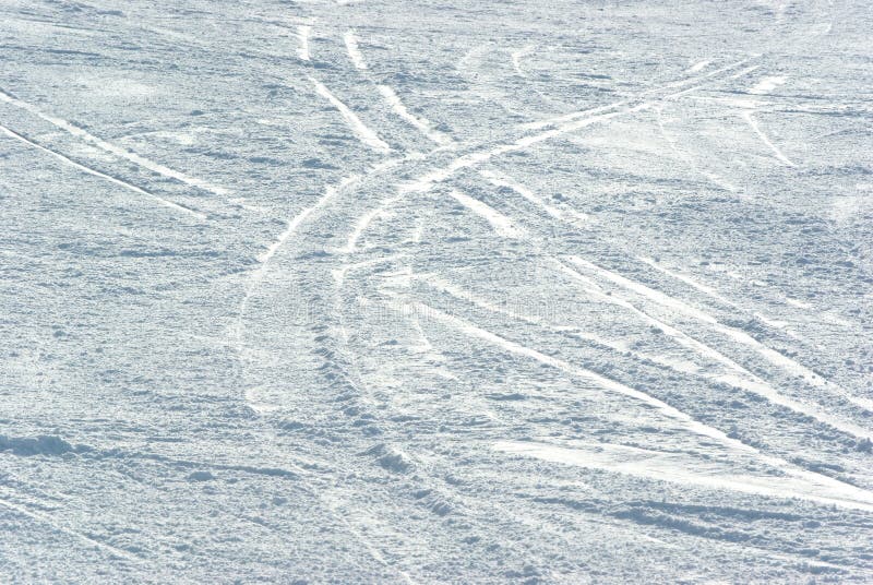 Ski and snowboard tracks stock image. Image of route - 19246155