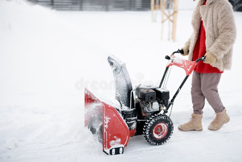 Snow Thrower Machine in Work Stock Image - Image of blow, outdoors ...