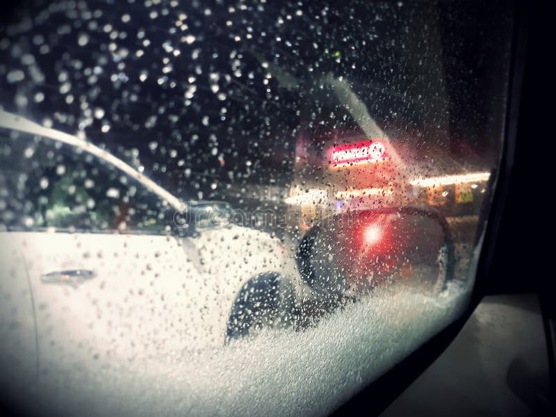 Snow Thru Car Window Storm stock photo. Image of drive - 170037722