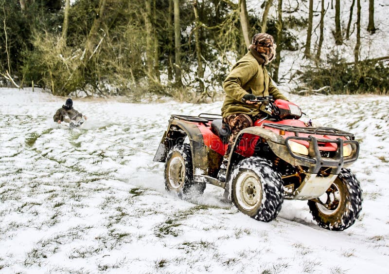 Snow time stock image. Image of time, bike, quad, snow - 136086769
