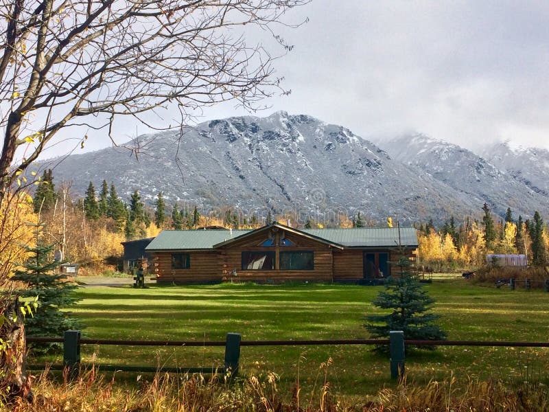 Log Cabin in Anchorage Alaska during the Fall Stock Image - Image of ...