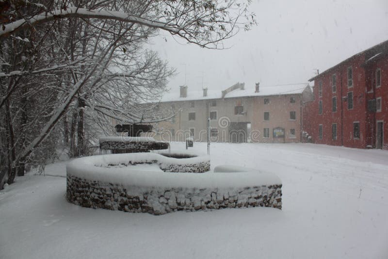 Snow in town stock image. Image of freeze, weather, cold - 12519453