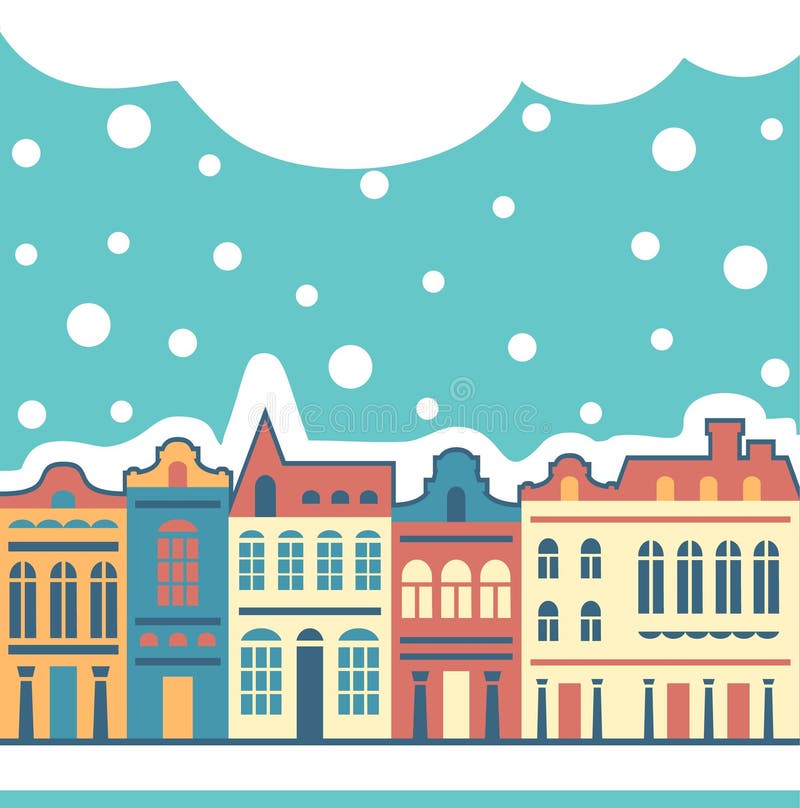 Snow town stock vector. Illustration of exterior, drawing - 46908672