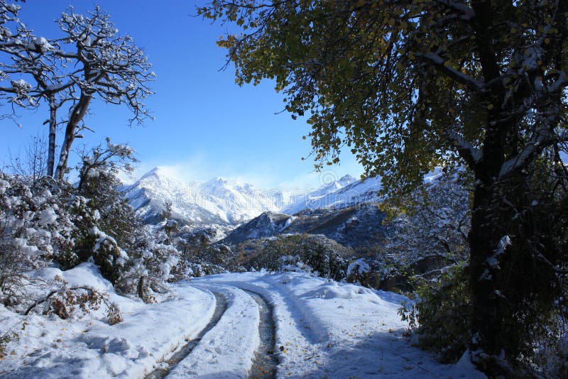 Snow track stock photo. Image of sport, peaks, cloud - 12627840
