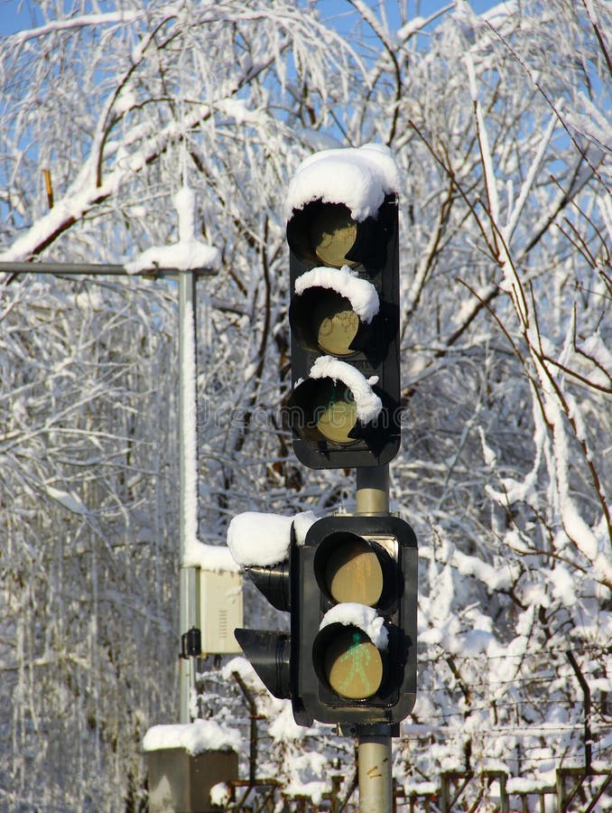 Snow on Traffic Light stock photo. Image of weather, heavy - 47242220