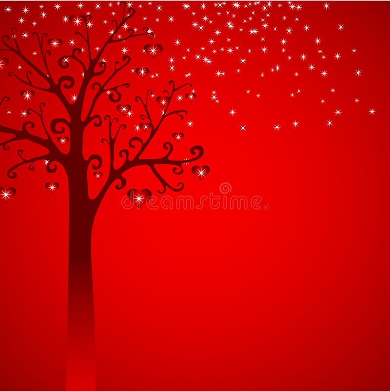 Snow, Tree with Hearts Illustration Stock Vector - Illustration of ...