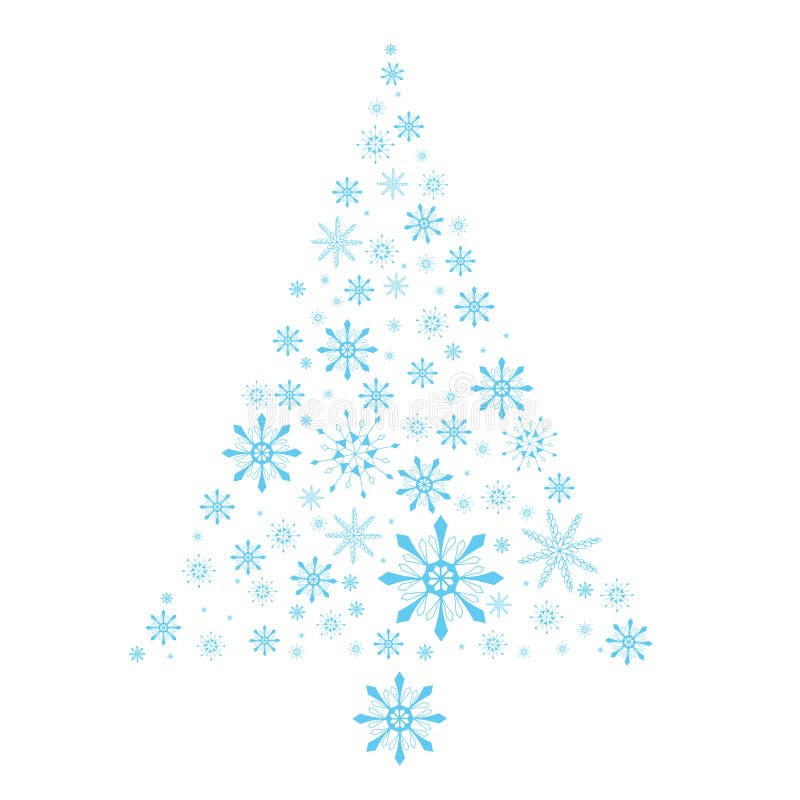 Snow Tree Snowflakes Abstract Christmas Tree Made of Blue Snowflakes ...