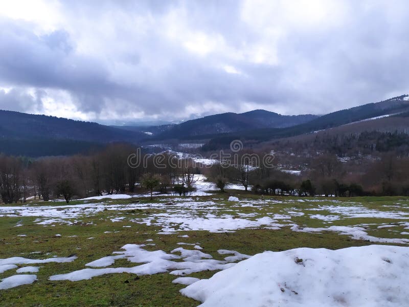 Snow Un the Mountain. Urkiola, Basque Country, Spain Stock Photo ...