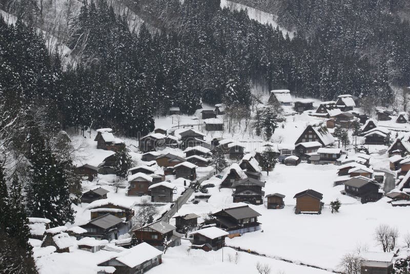 Snow View in Shirakawago, Nagoya in Winter Stock Photo - Image of ...