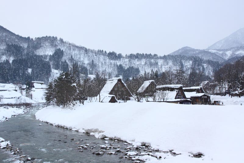 Snow View in Shirakawago, Nagoya in Winter Stock Image - Image of ...