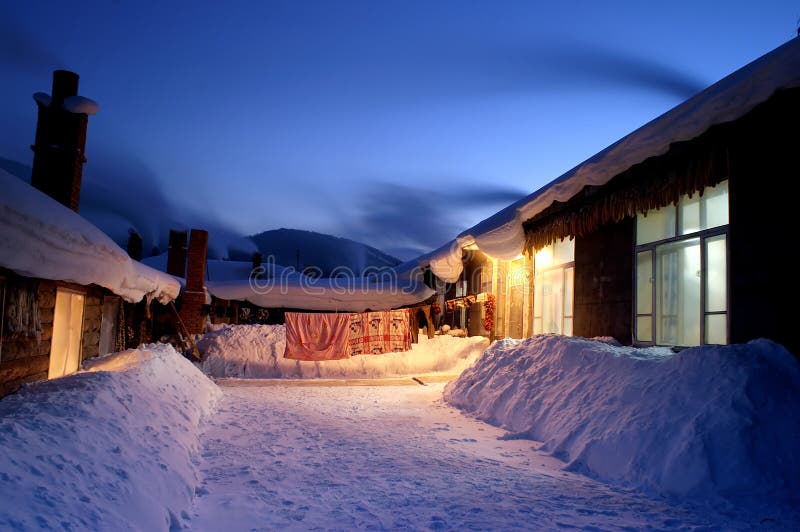 Snow village stock photo. Image of frozen, crystal, dark - 8404588