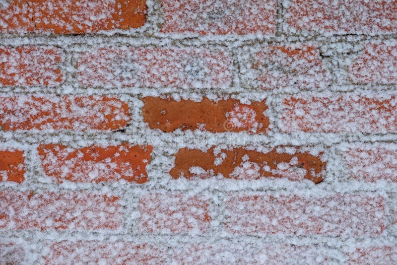 Snow Wall of Red Brick.background Stock Photo - Image of frame, masonry ...