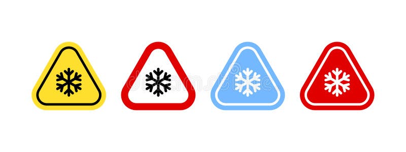 Snow Warning Road Signs with Snowflake Inside Stock Illustration ...