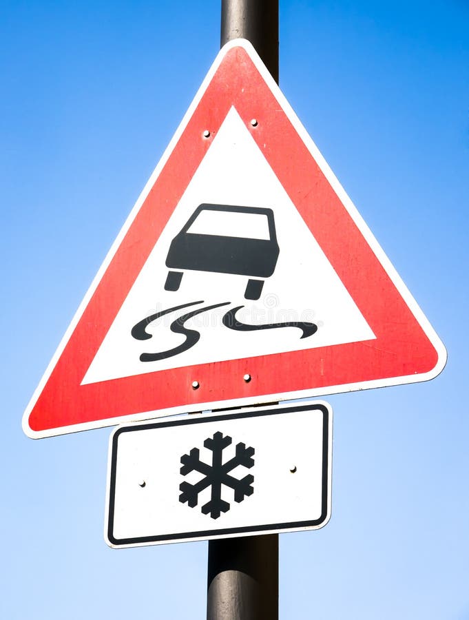 Snow warning sign stock image. Image of vertical, clean - 28869077