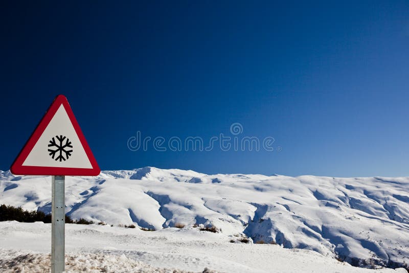 Snow warning sign stock image. Image of nevada, flake - 8456913