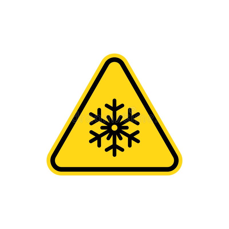Snow Warning Sign. Cold Warning Sign. Triangle Road Sign for Cold Stock ...