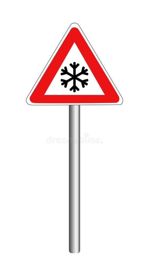 Snow Warning Sign, Weathered with Snowflaces. Vector Illustration. Red ...