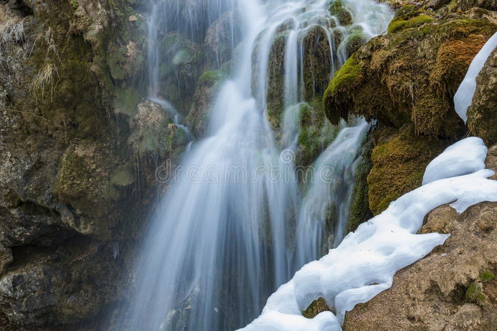Snow Water and Waterfall Environment Stock Photo - Image of month ...