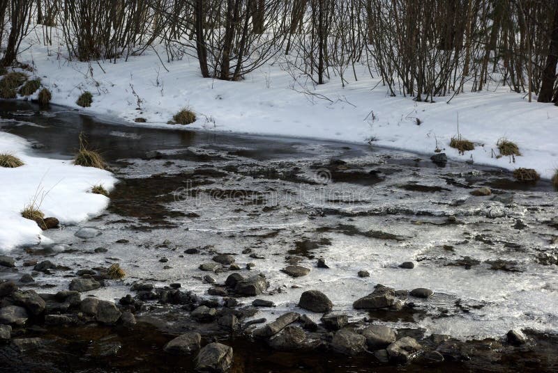 Snow, Water, Winter, Freezing Stock Image - Image of snow, creek: 129085301
