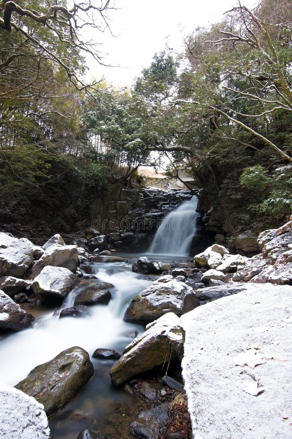 Snow and waterfall stock image. Image of japan, prefecture - 207281255