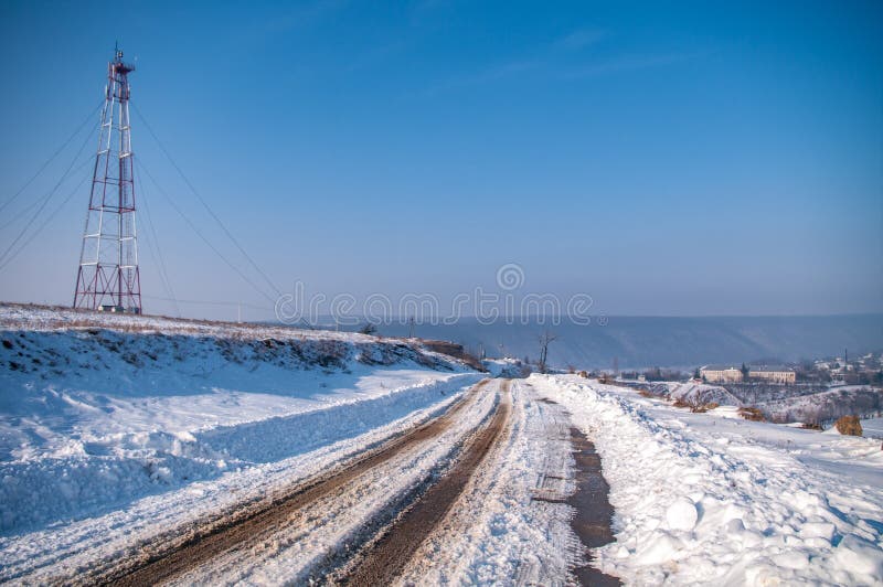 Snow waves on the road stock image. Image of road, shore - 133454167