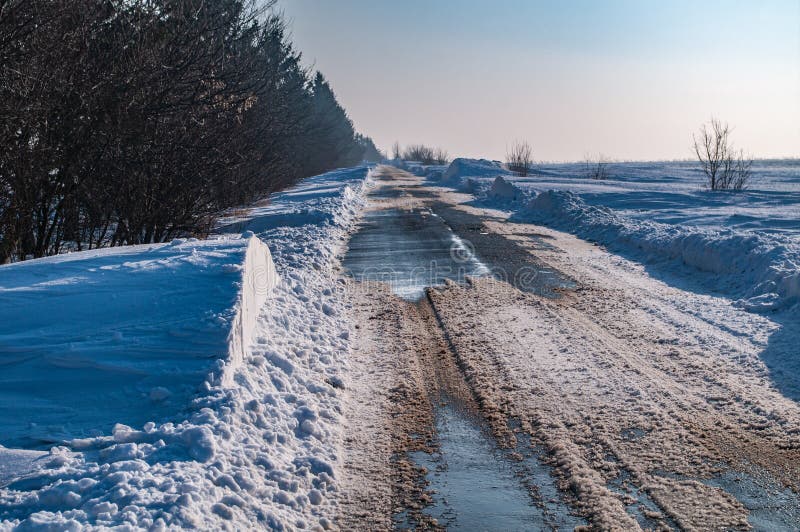 Snow waves on the road stock image. Image of road, cloud - 133454211