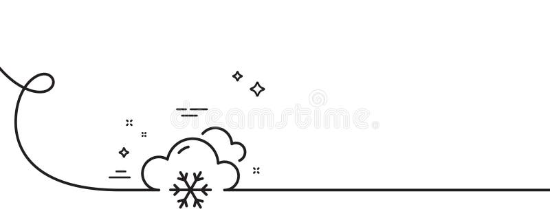 Snow Weather Forecast Line Icon. Clouds with Snowflake Sign. Cloudy Sky ...