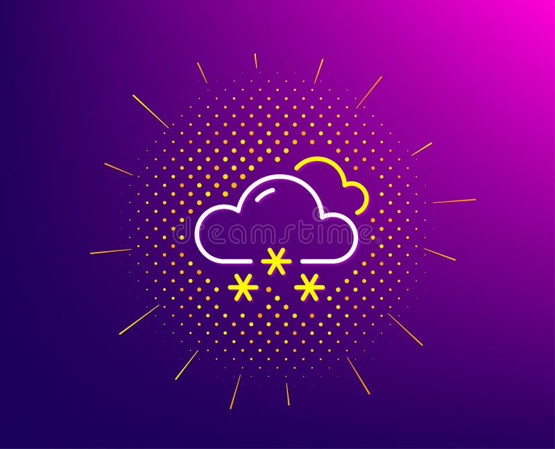 Snow Weather Forecast Line Icon. Clouds with Snowflake Sign. Cloudy Sky ...