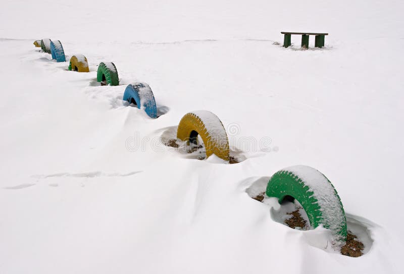 Snow wheels stock photo. Image of winter, yellow, snow - 7358248